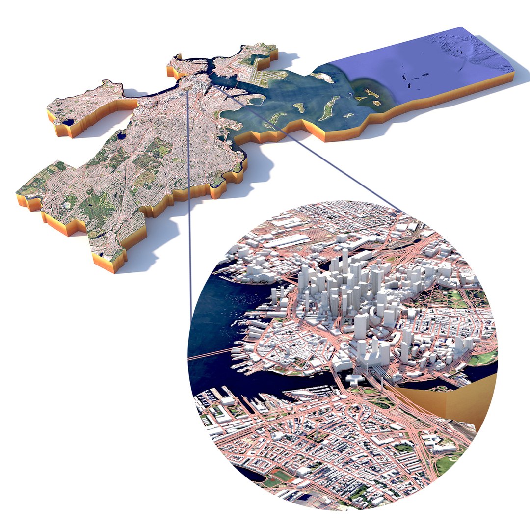 Boston Terrain City 3D Model - TurboSquid 2420384