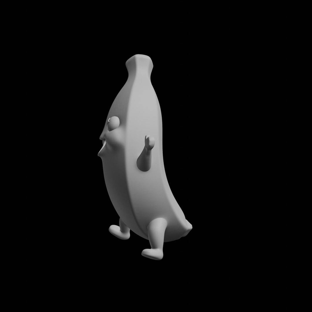 Happy Banana Character 3D Print Model Cute Cartoon Figure 3D Model ...