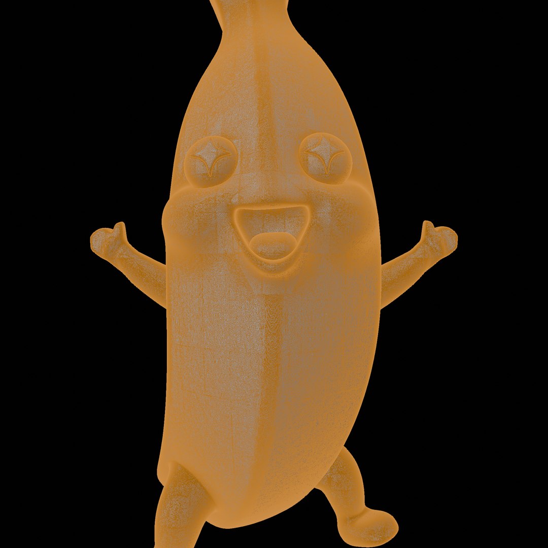 Happy Banana Character 3D Print Model Cute Cartoon Figure 3D Model ...