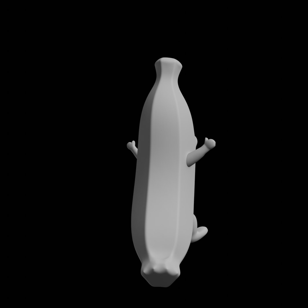 Happy Banana Character 3D Print Model Cute Cartoon Figure 3D Model ...