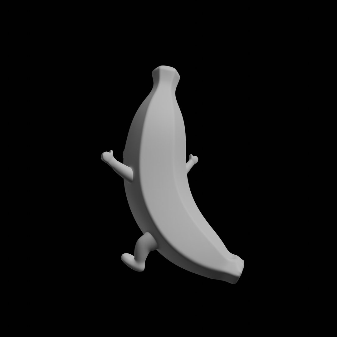 Happy Banana Character 3D Print Model Cute Cartoon Figure 3D Model ...