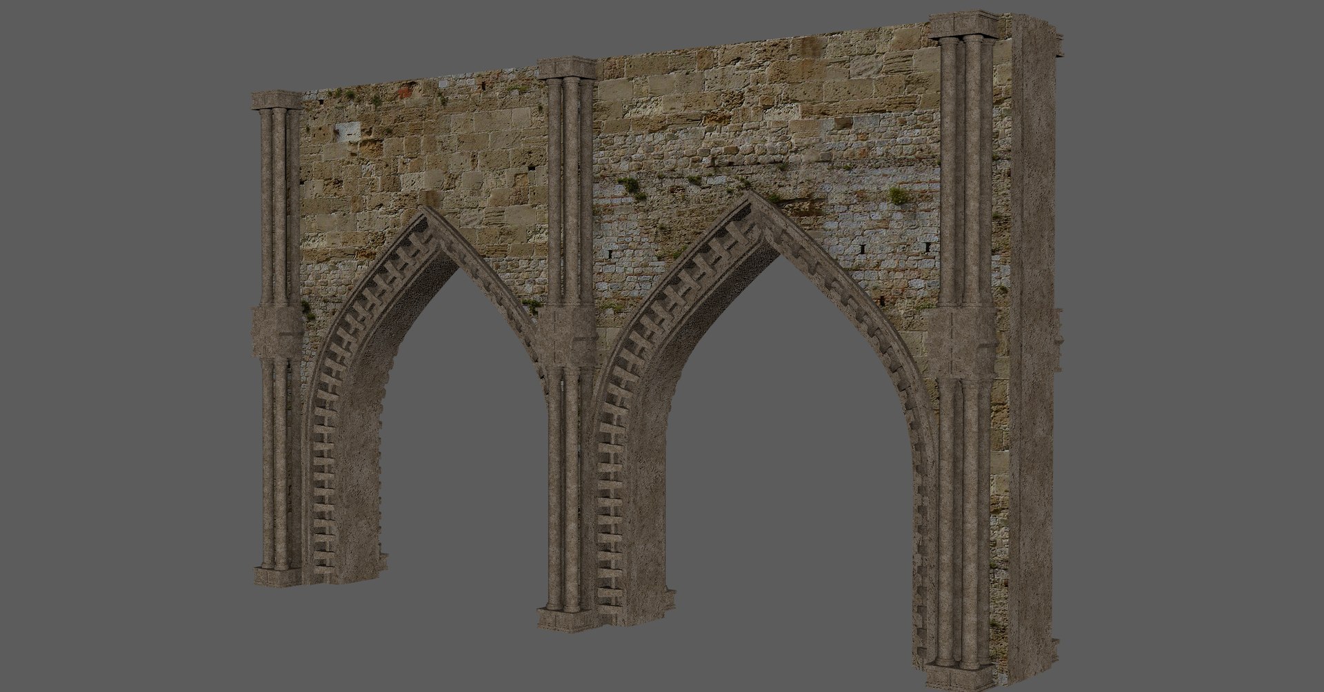 Free Ancient Archs Wall 3D Model - TurboSquid 2222713