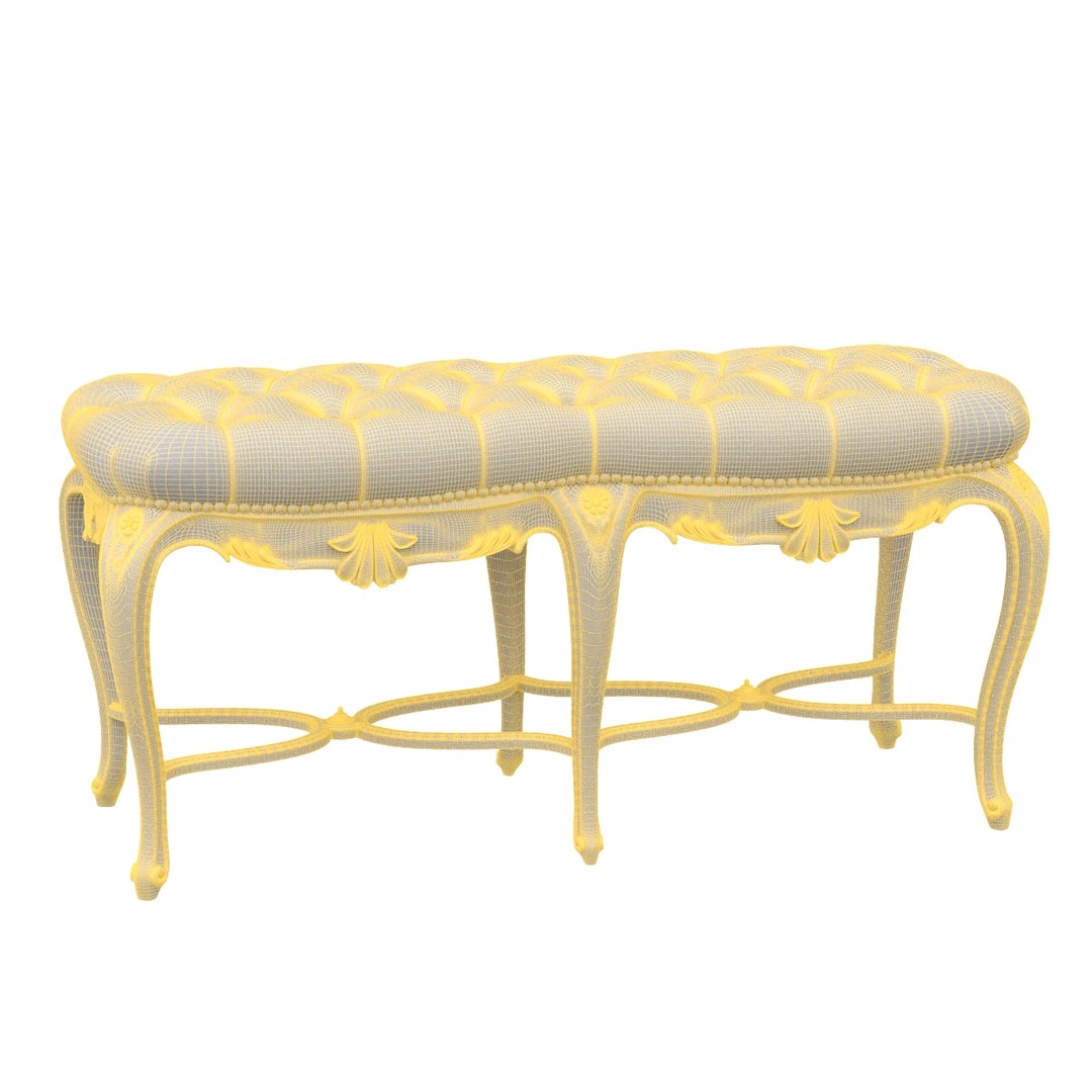 French Leather Tufted Bench C 1900s 3D Model - TurboSquid 2084357