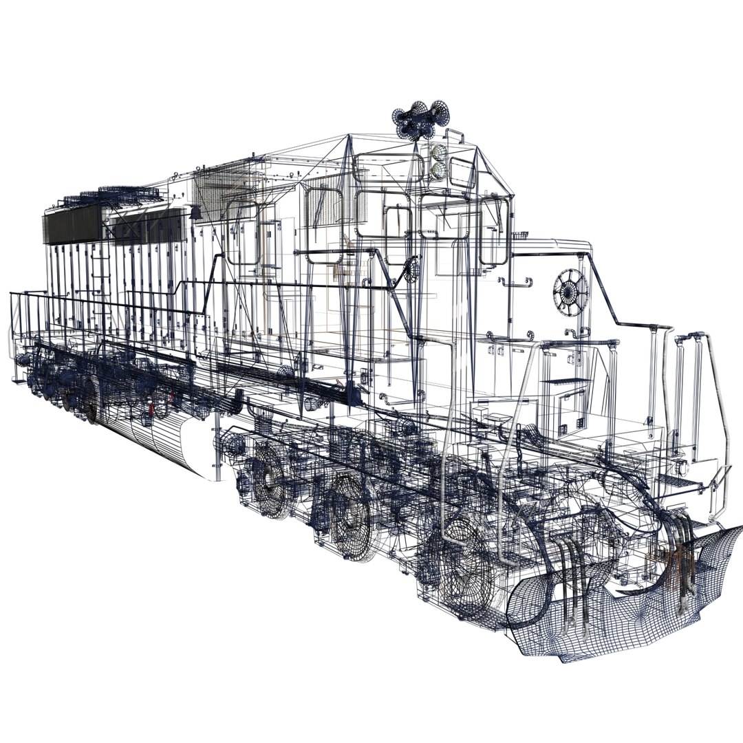 emd sd40-2 engines mp 3d model