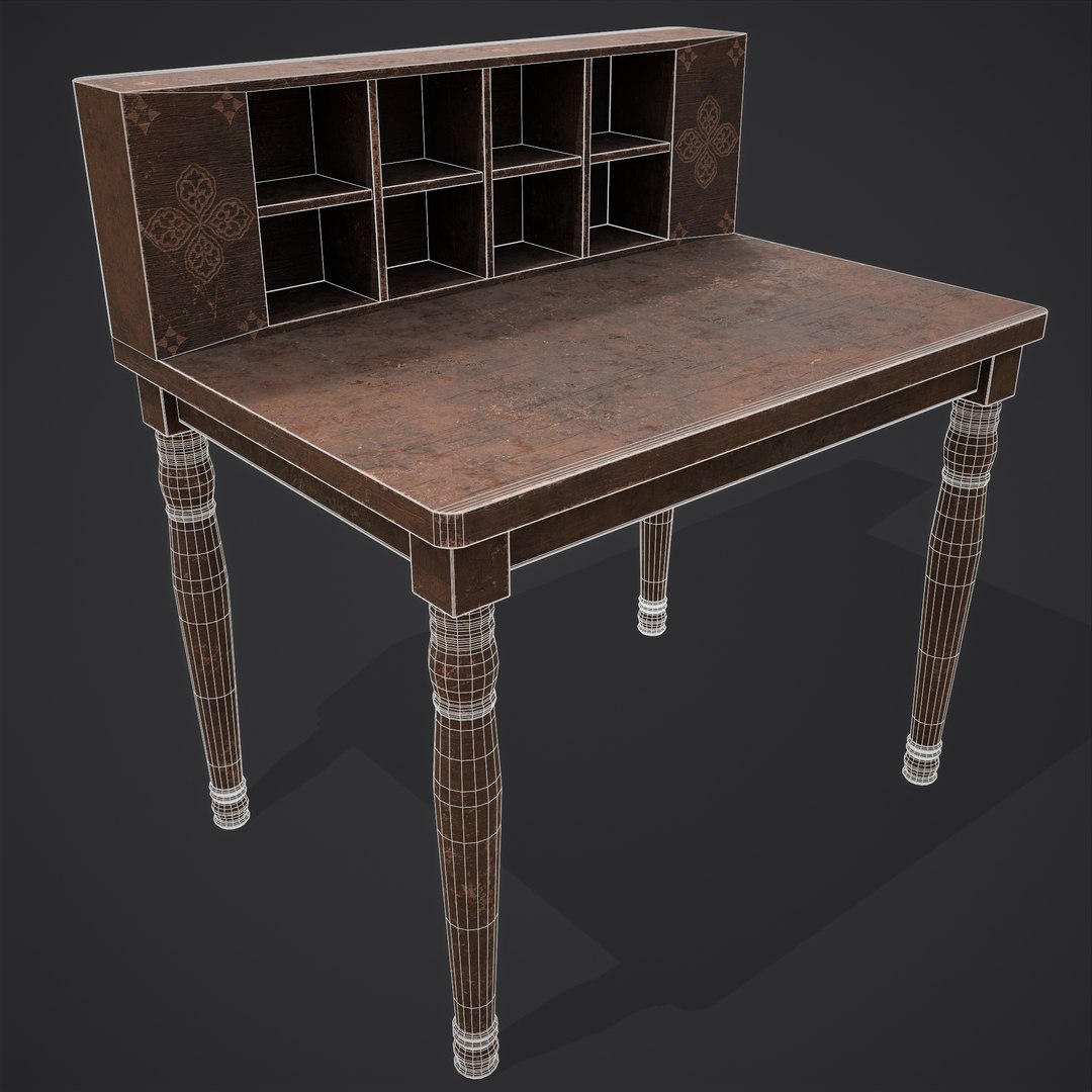 Elegant Short Writing Desk 3D model - TurboSquid 1813631