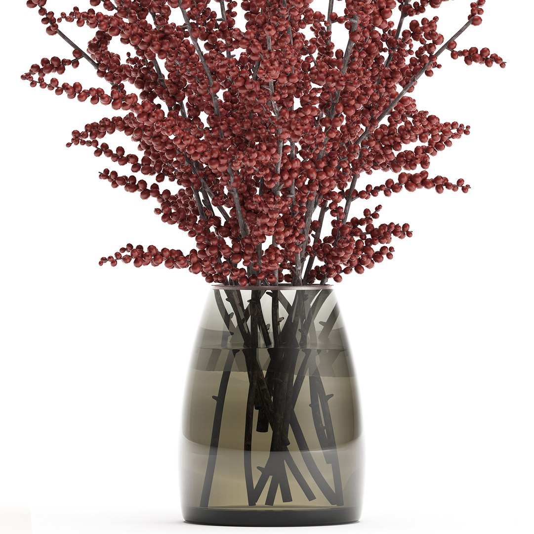 Decorative Branches Vase Red 3D - TurboSquid 1563082
