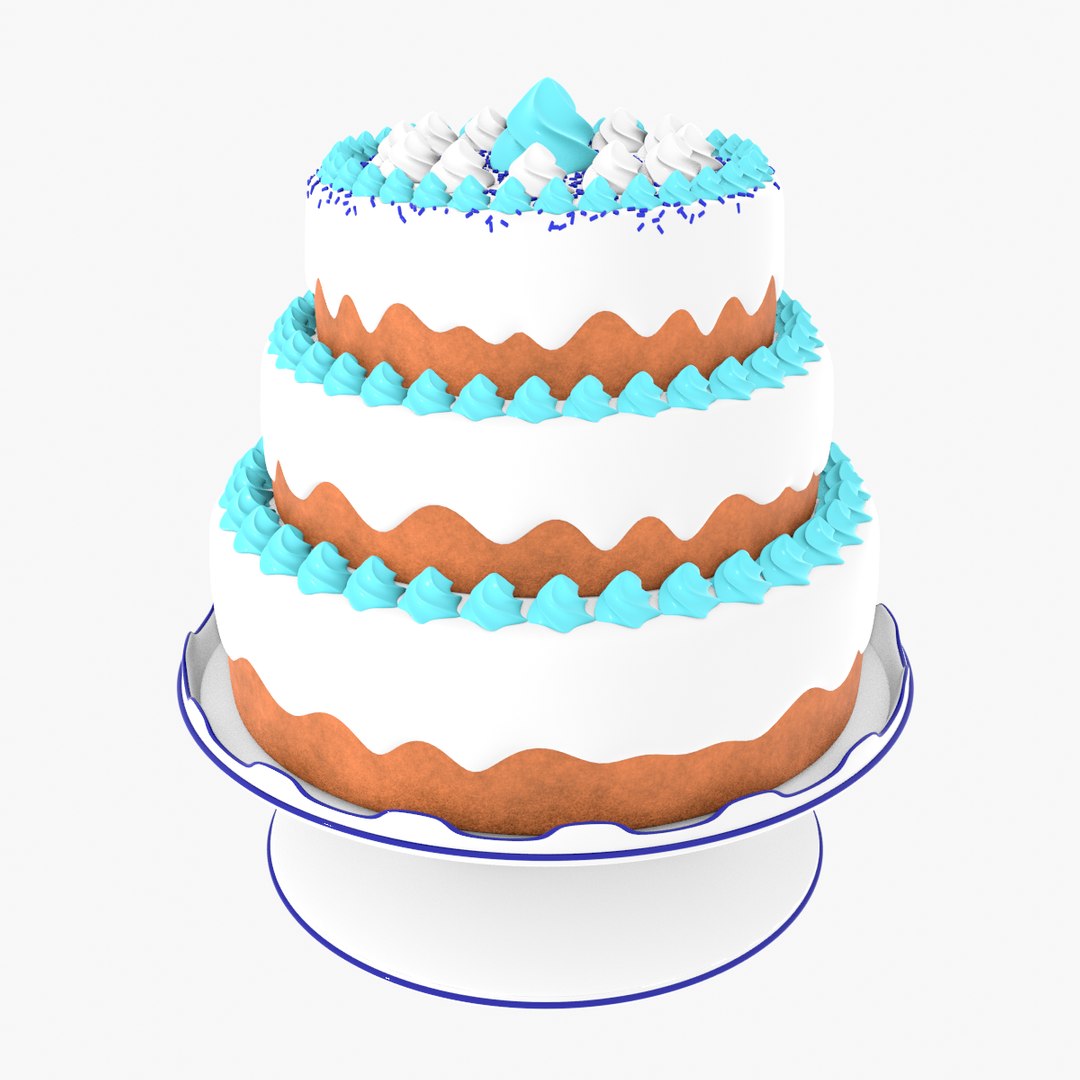 3D Cake Blue and White Cream model - TurboSquid 2070157