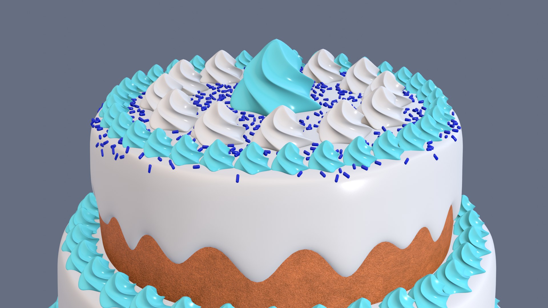 3D Cake Blue and White Cream model - TurboSquid 2070157
