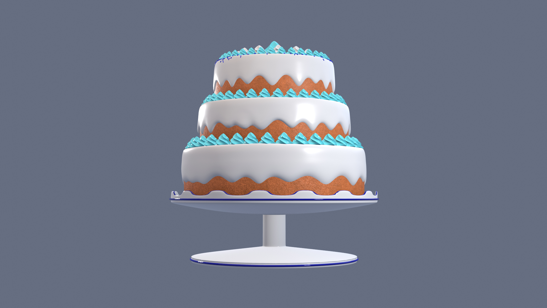 3D Cake Blue And White Cream Model - TurboSquid 2070157