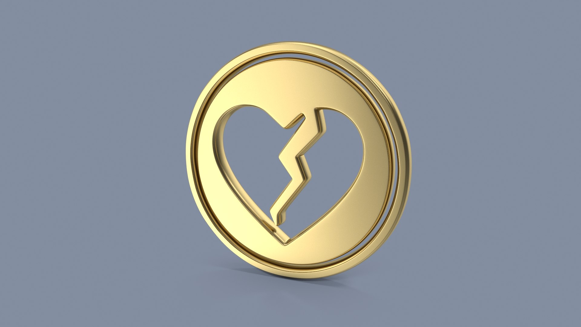 Broken Heart Symbol Gold Model - TurboSquid 2066711