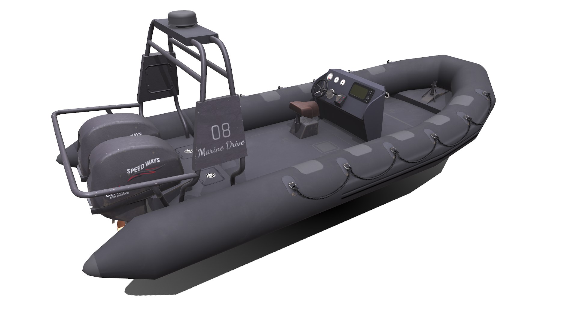 Rigid Inflatable Boat RHIB Low-poly PBR 3D Model - TurboSquid 2100639