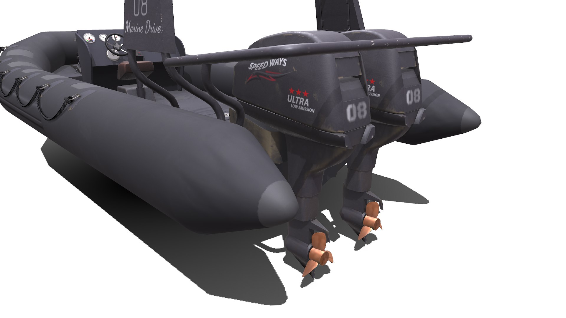 Rigid Inflatable Boat RHIB Low-poly PBR 3D Model - TurboSquid 2100639