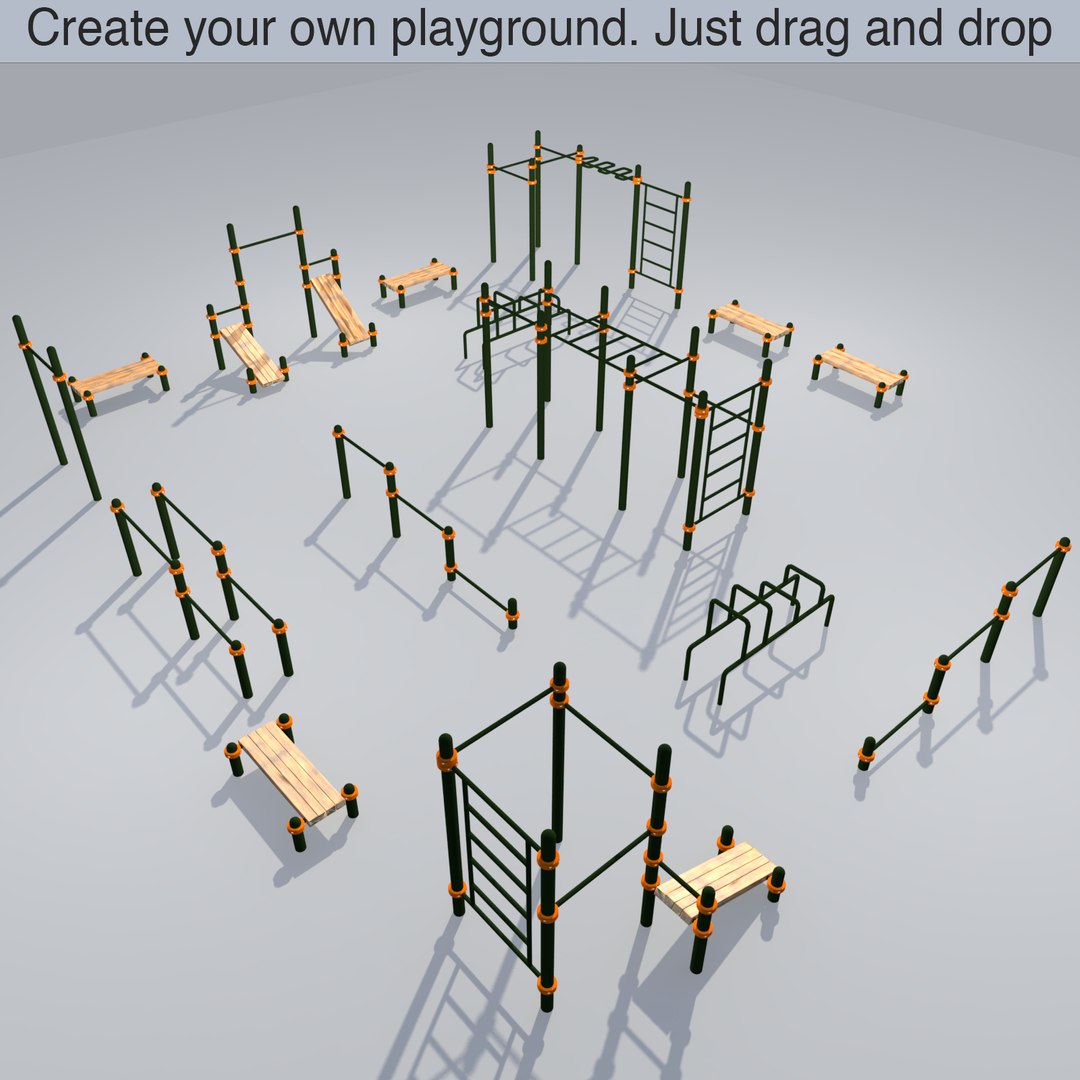 outdoor street workout equipment 3d model