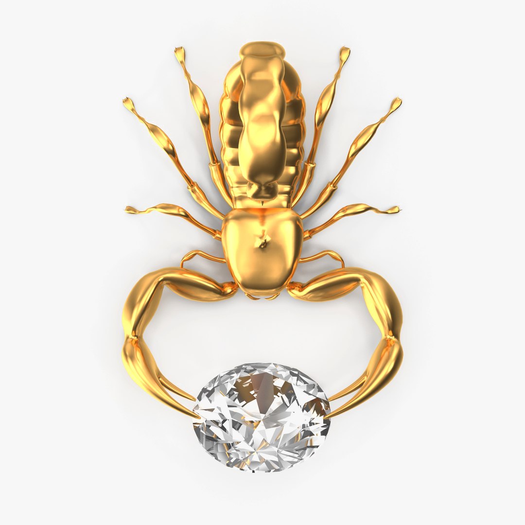 3D Gold Scorpion And Diamond Model - TurboSquid 1830598