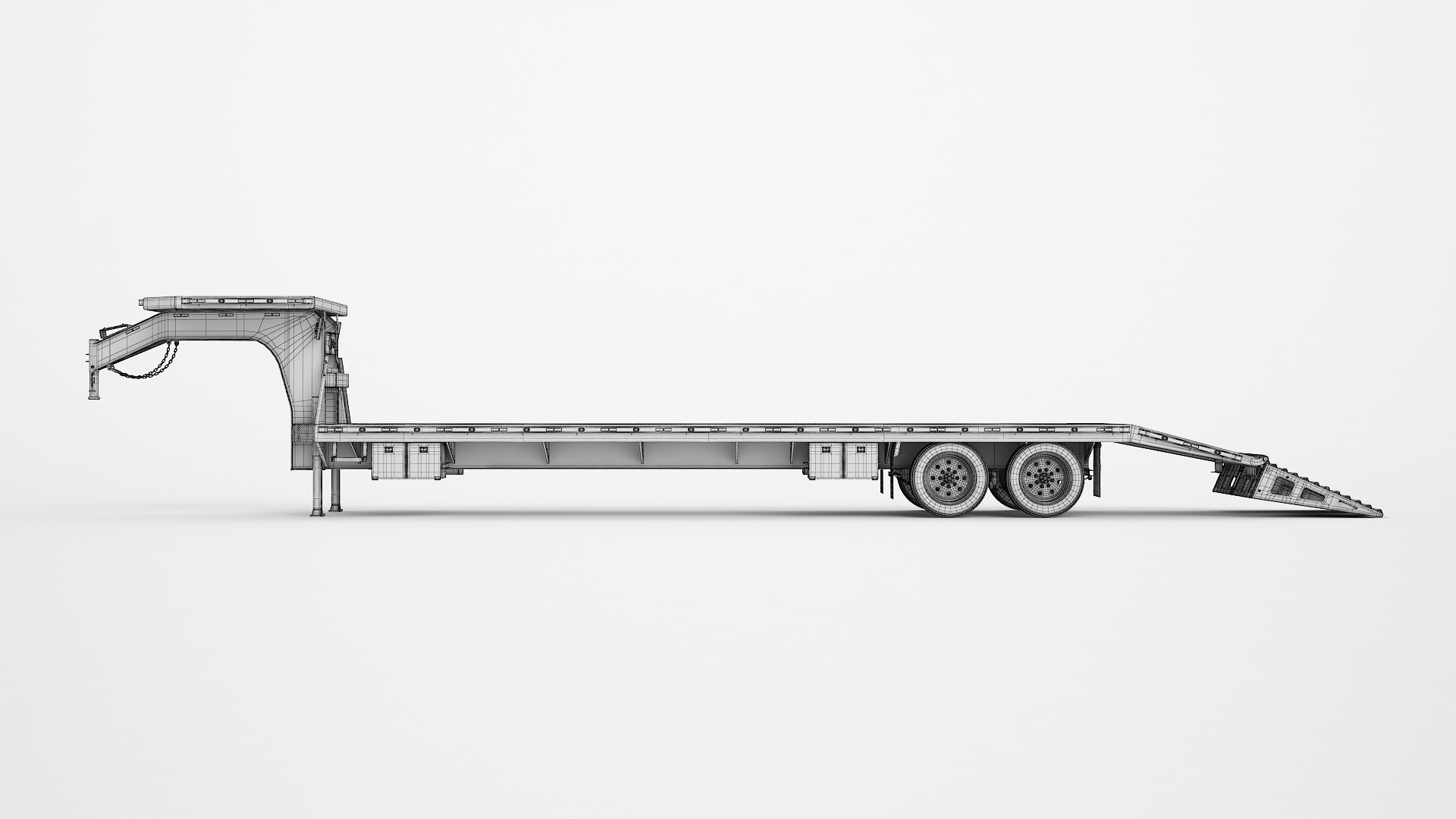 3D Gooseneck Pickup Truck Trailer Open 03 - TurboSquid 2295332