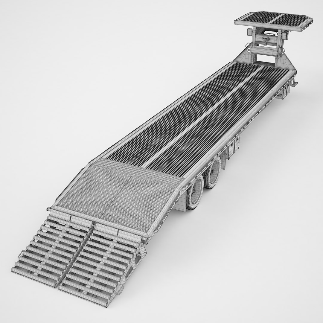 3D Gooseneck Pickup Truck Trailer Open 03 - TurboSquid 2295332