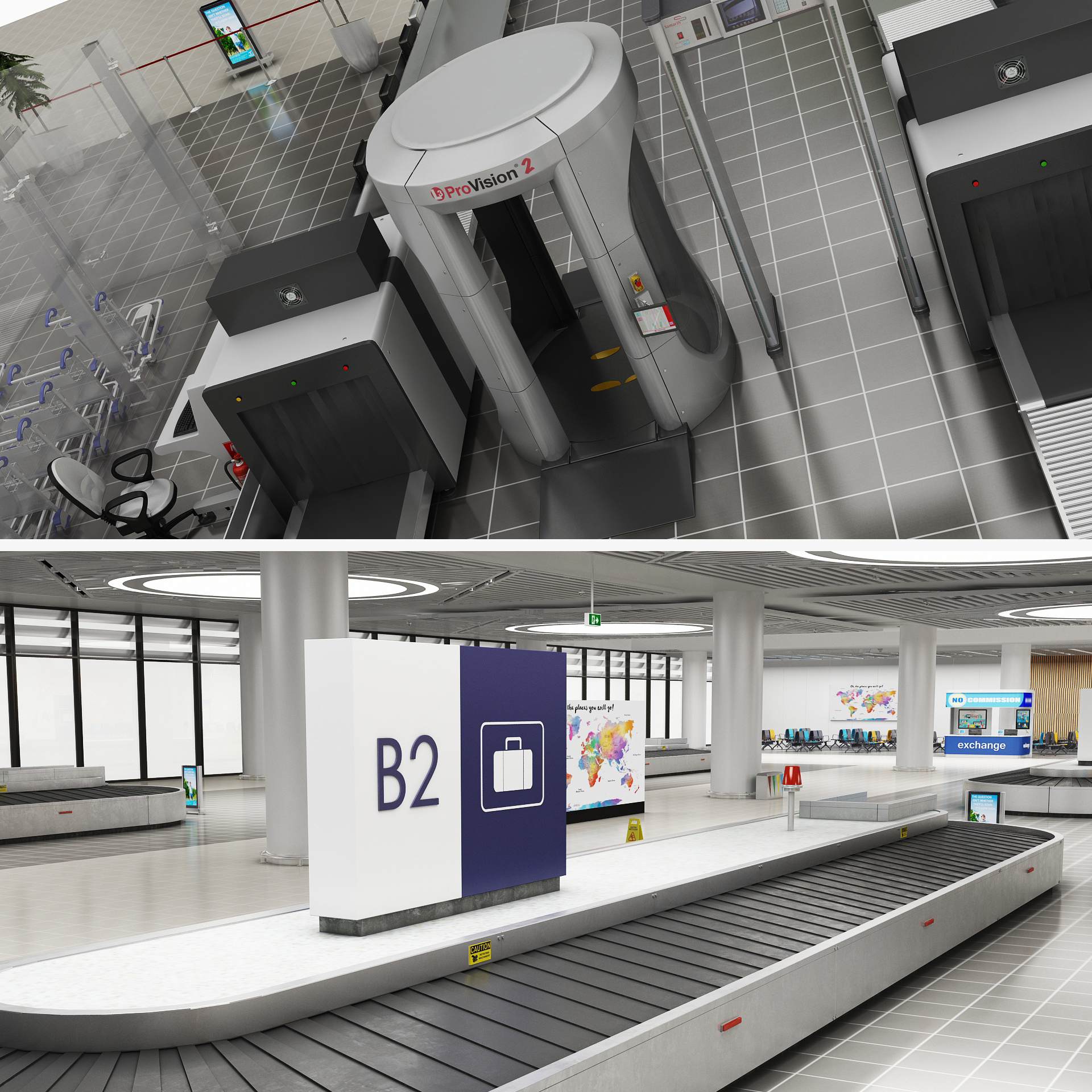 3D realistic airport baggage reclaim model - TurboSquid 1470718