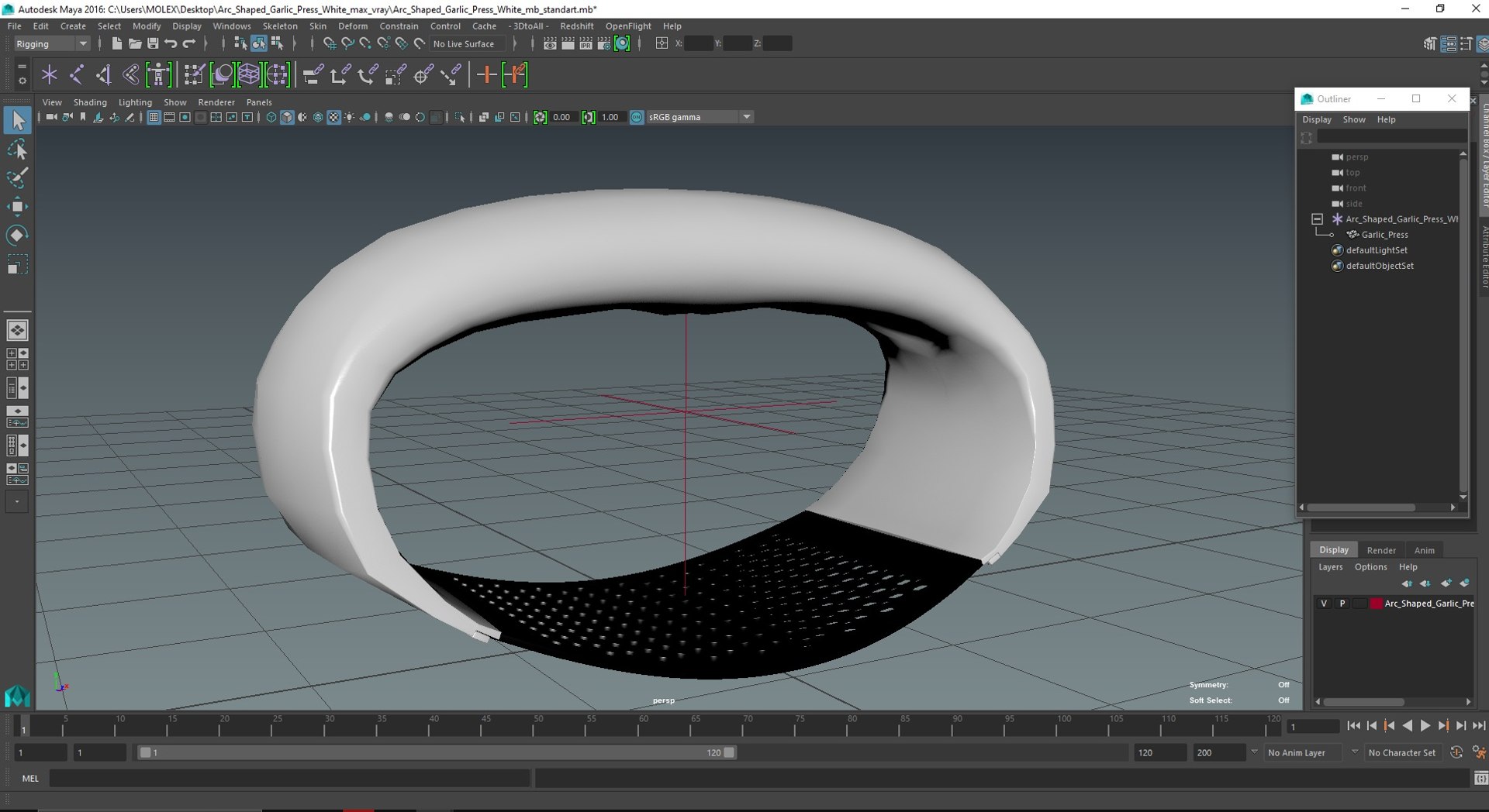 3D Arc Shaped Garlic Press White - TurboSquid 2115202