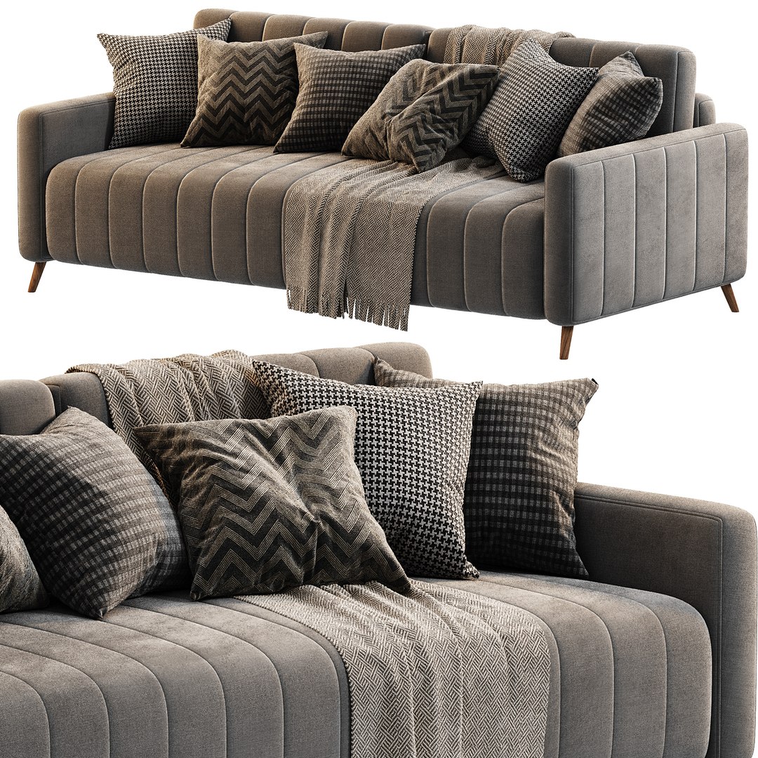Sofa Velvet Grey 3D Model - TurboSquid 2076321