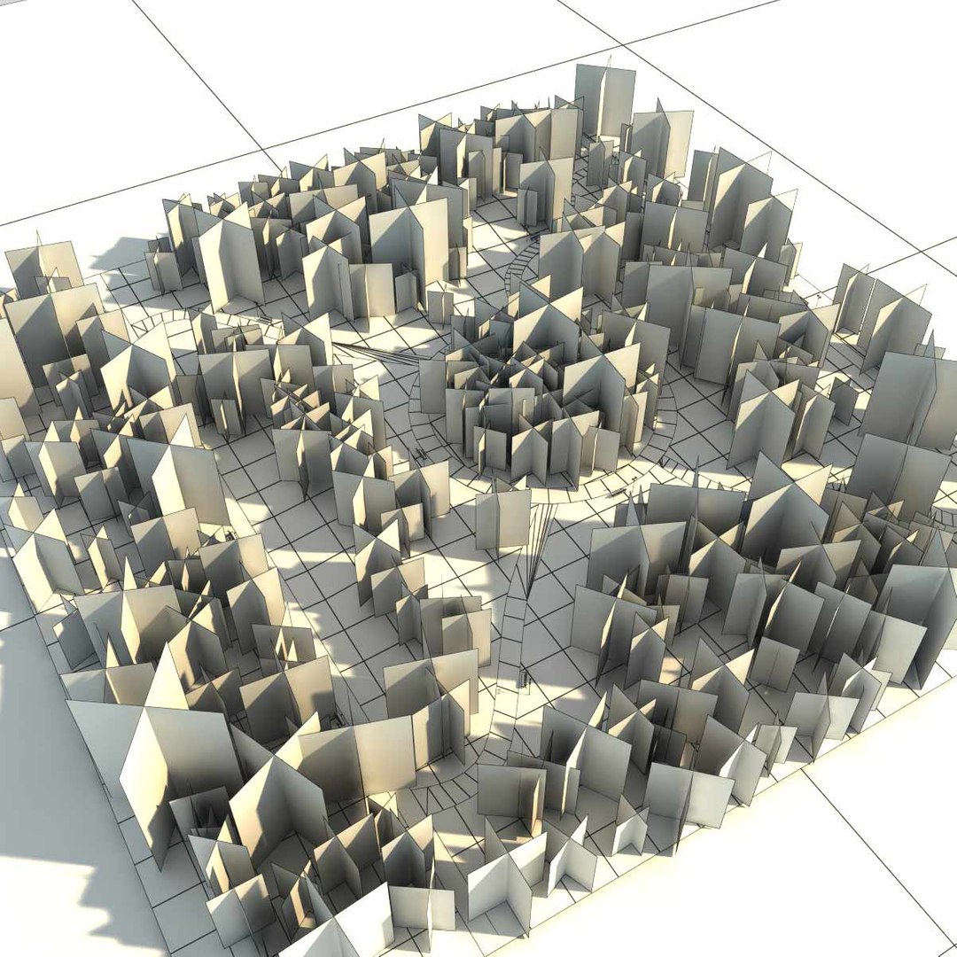 3d Model Park Scene Block Trees