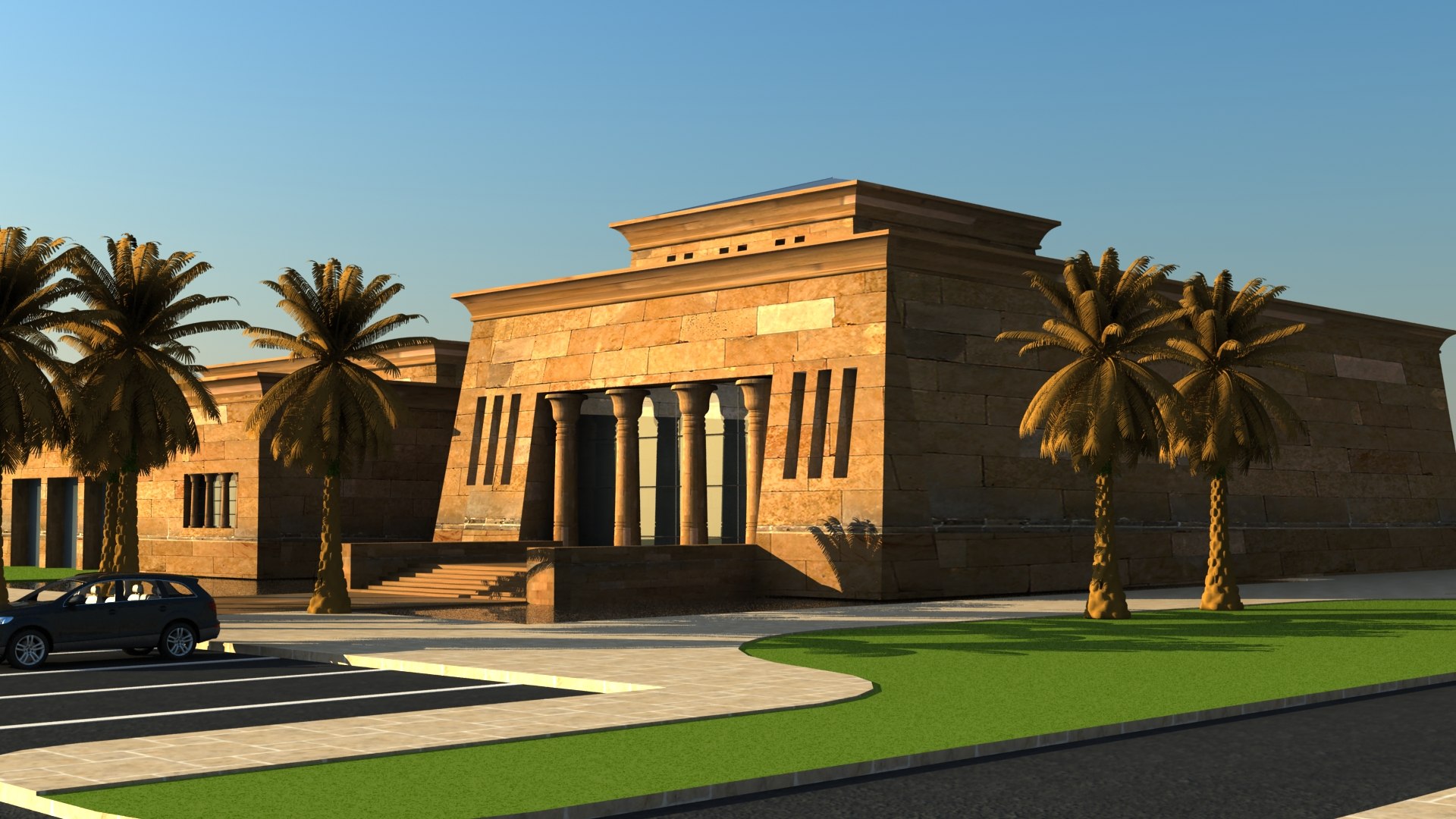 3d Model Egyptian Building Landscape