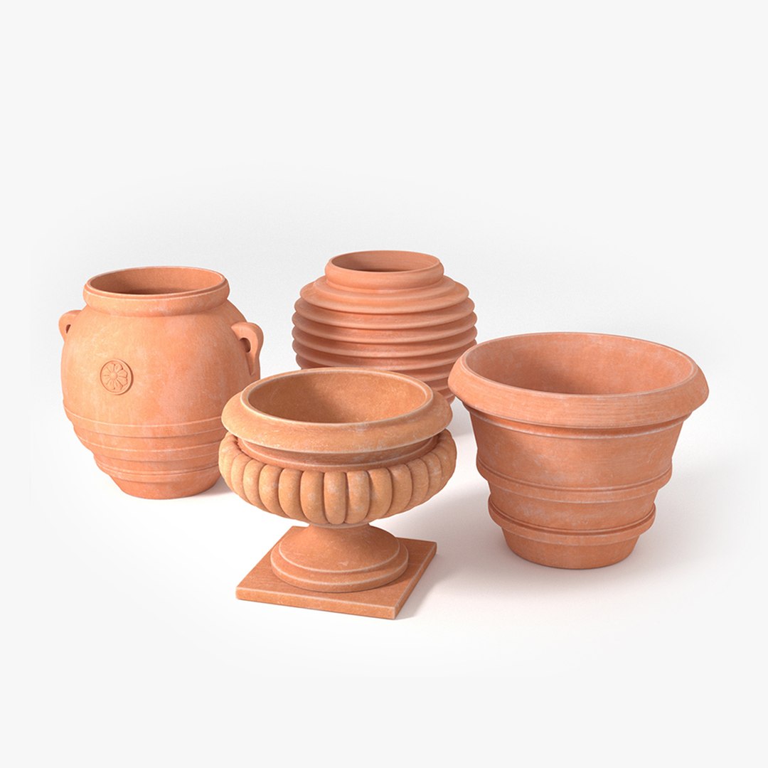 Terracotta Pots Collection Model - TurboSquid 2236225