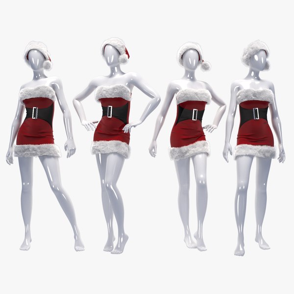 3d model female christmas santa mannequins
