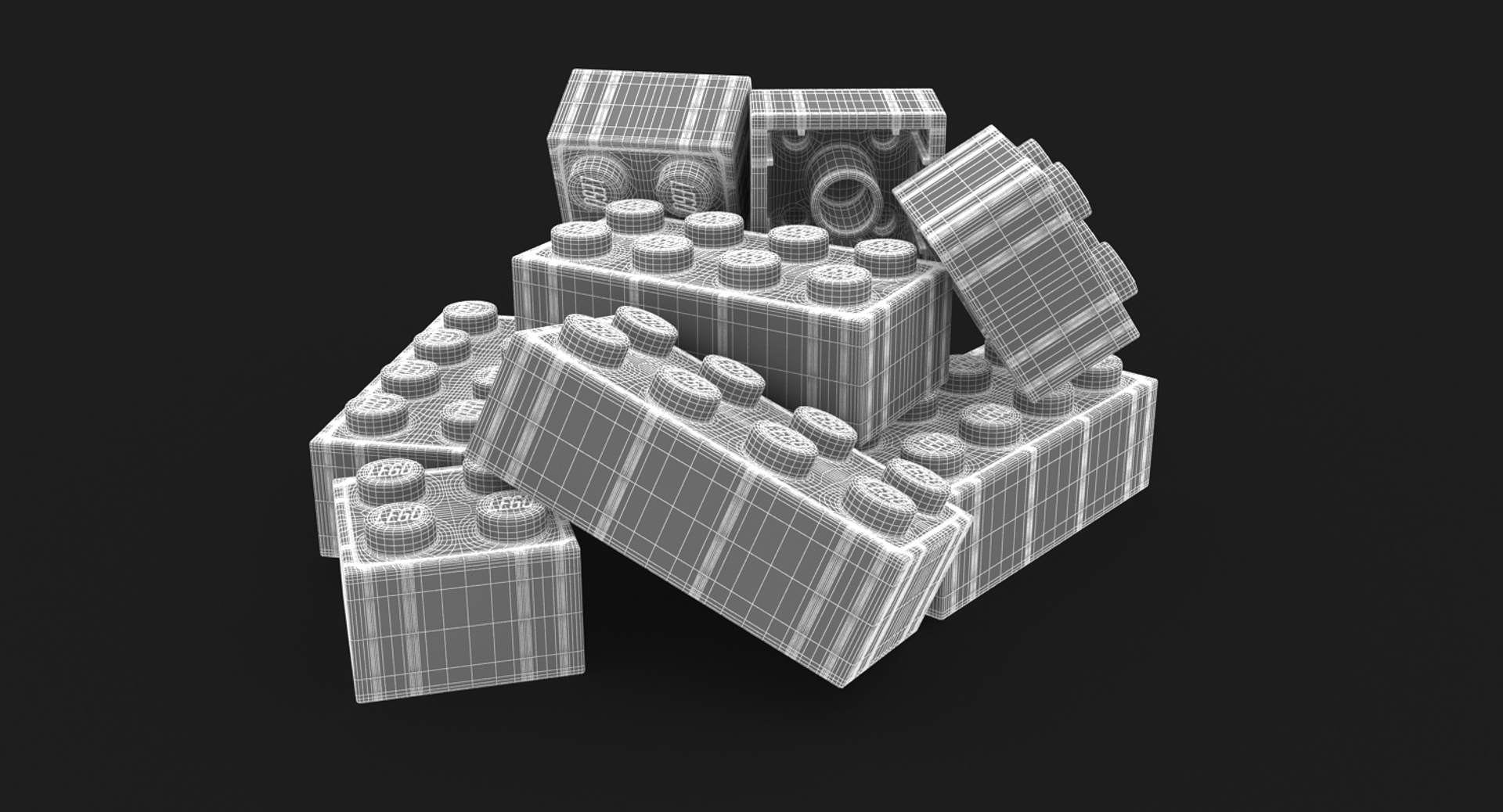 Realistic Lego Bricks Pose 3d 3ds