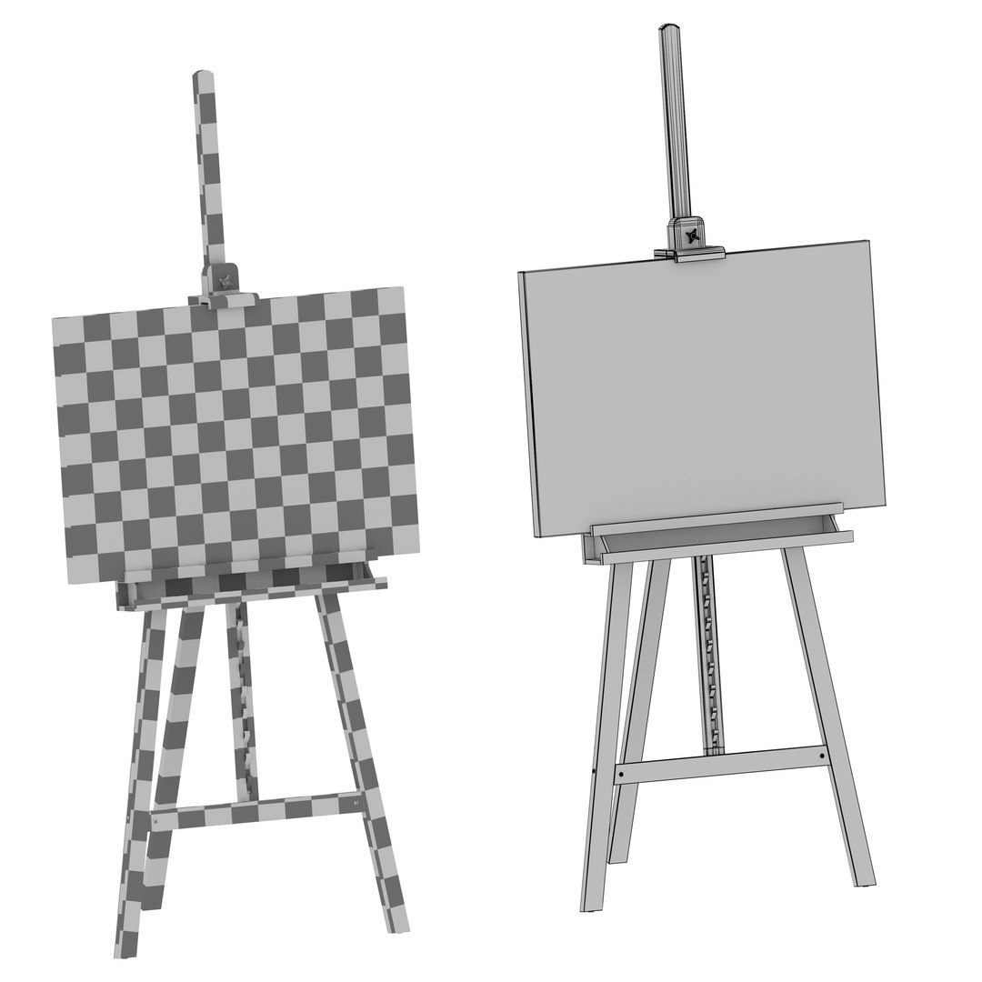 3D Wooden Easel And Painting - TurboSquid 1821889