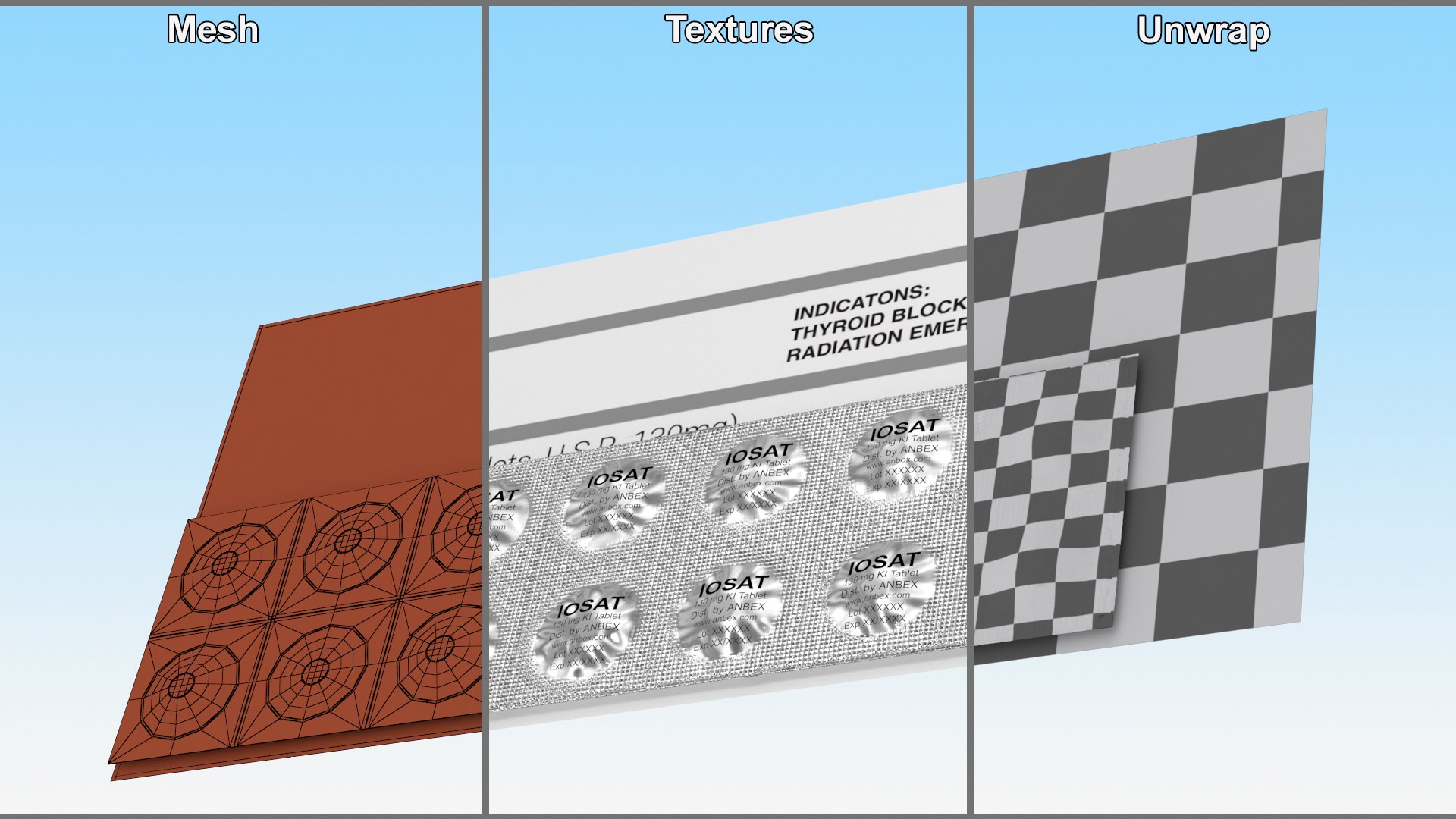 Iodine Potassium Tablets In Blister With Card 3D - TurboSquid 2260920