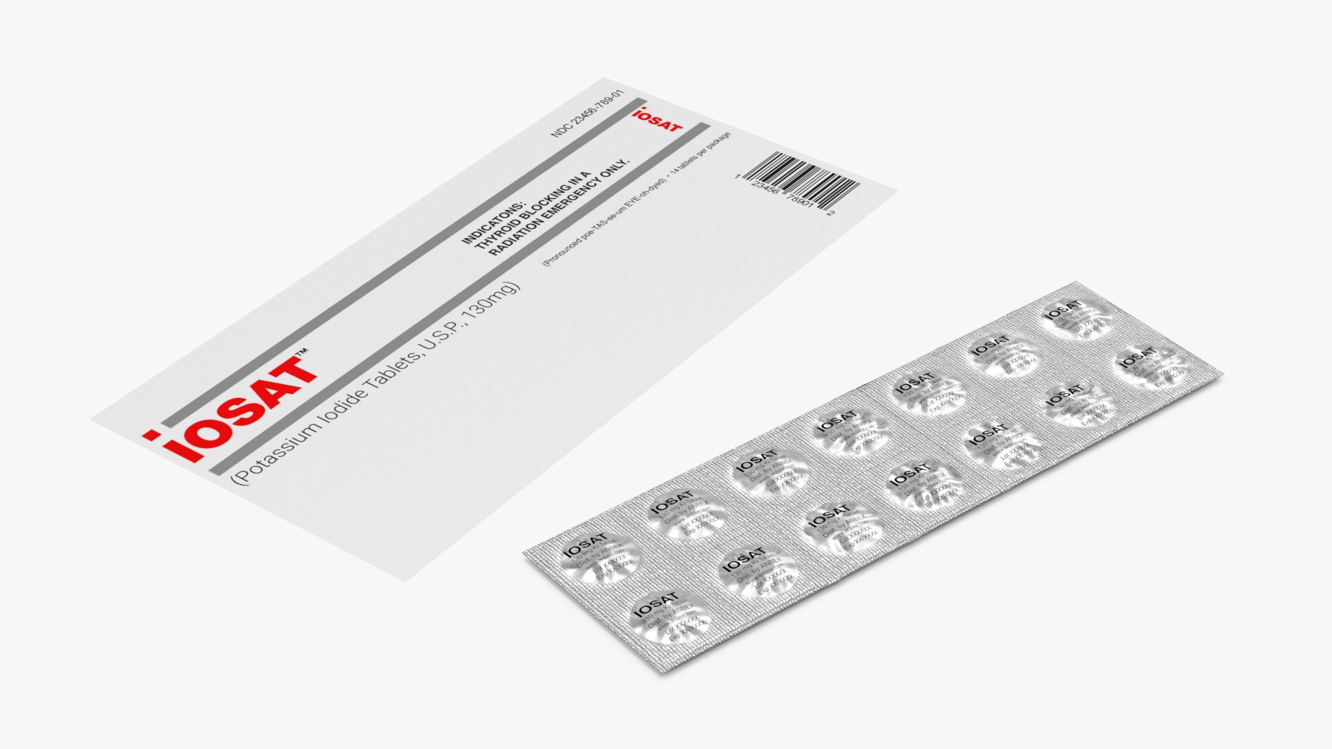 Iodine Potassium Tablets In Blister With Card 3D - TurboSquid 2260920