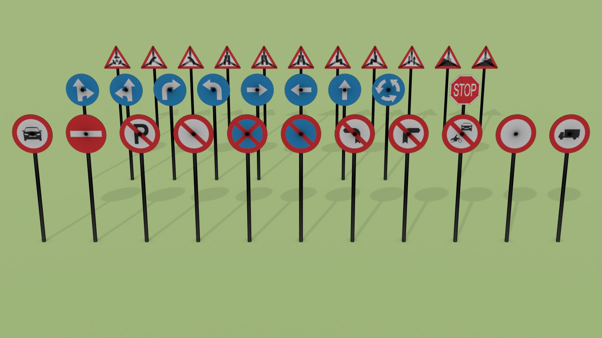 Pack Road Signs 3D Model - TurboSquid 1530802