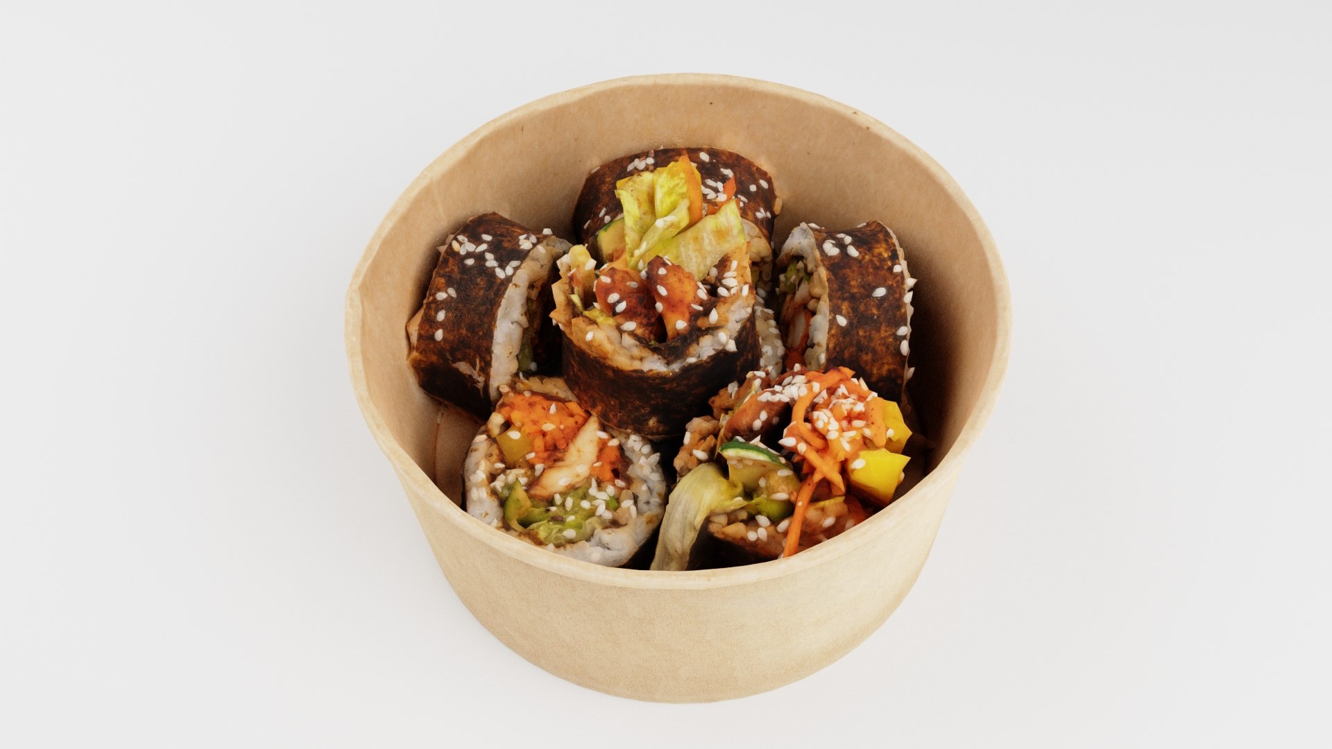 3D Model Gimbap Or Kimbap Korean Sushi Rolls With Chicken Meat Rice ...