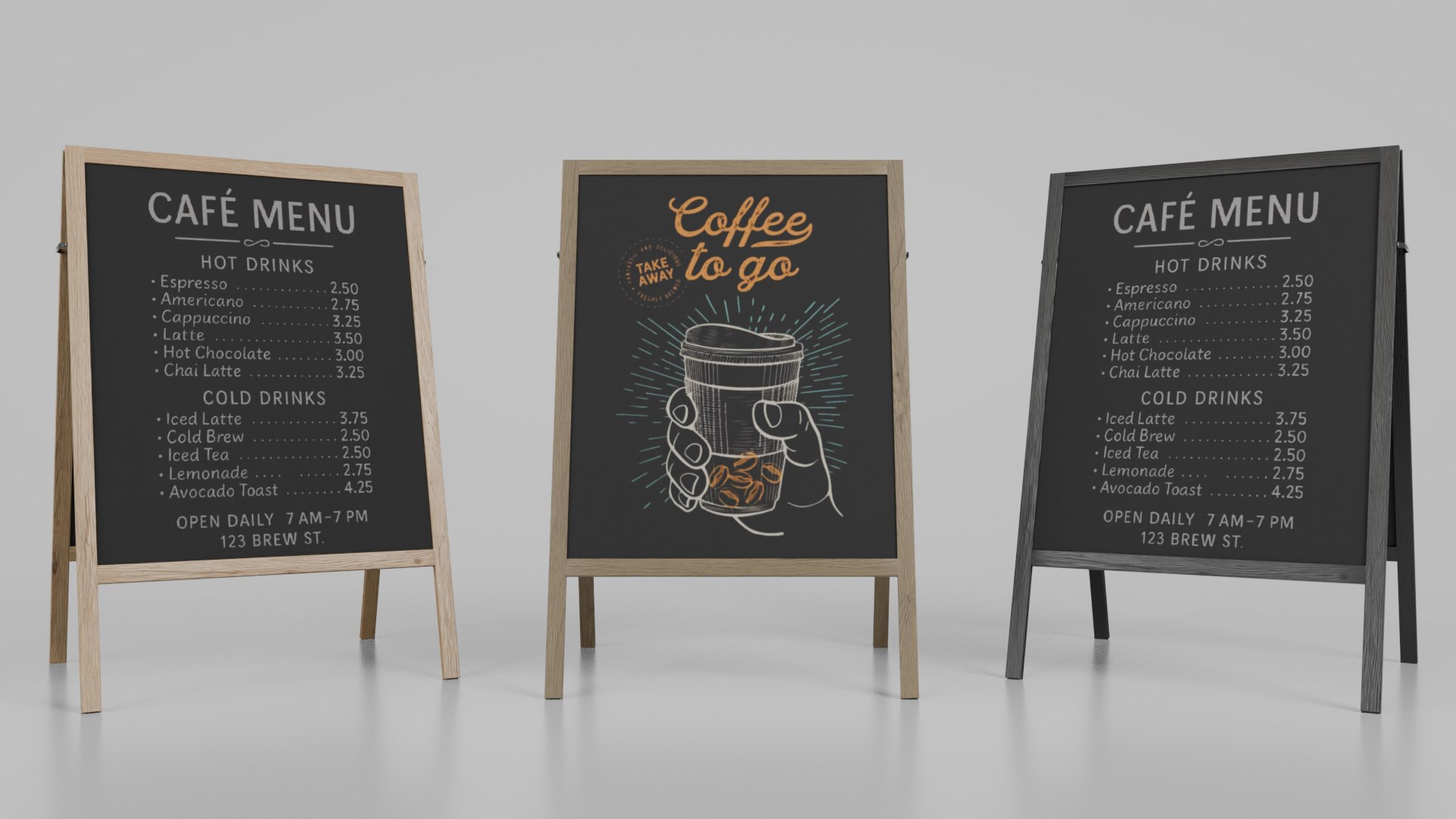 3D Customizable Heavy-Duty And Wide Chalkboard Signs - TurboSquid 2406768