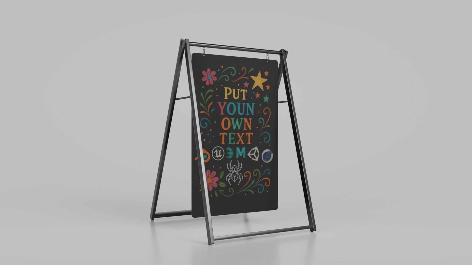 3D Customizable Heavy-Duty And Wide Chalkboard Signs - TurboSquid 2406768