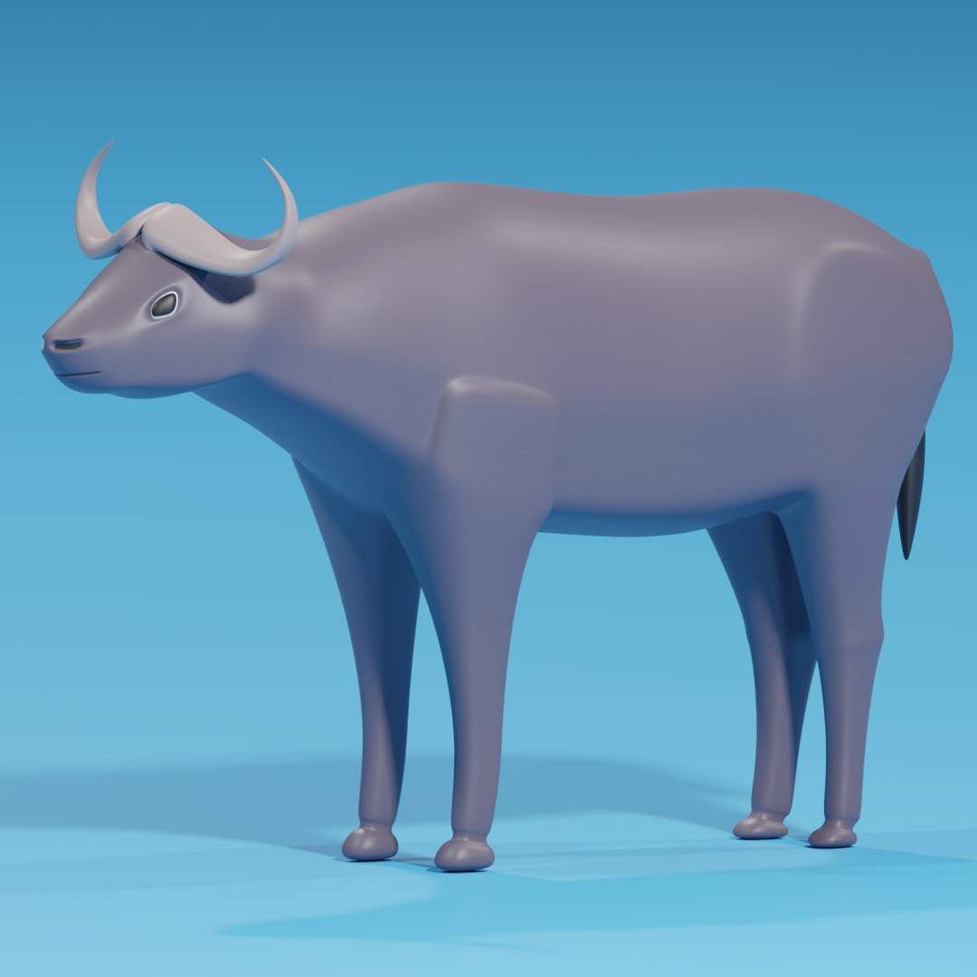 Cartoon African Buffalo Model - TurboSquid 2269454