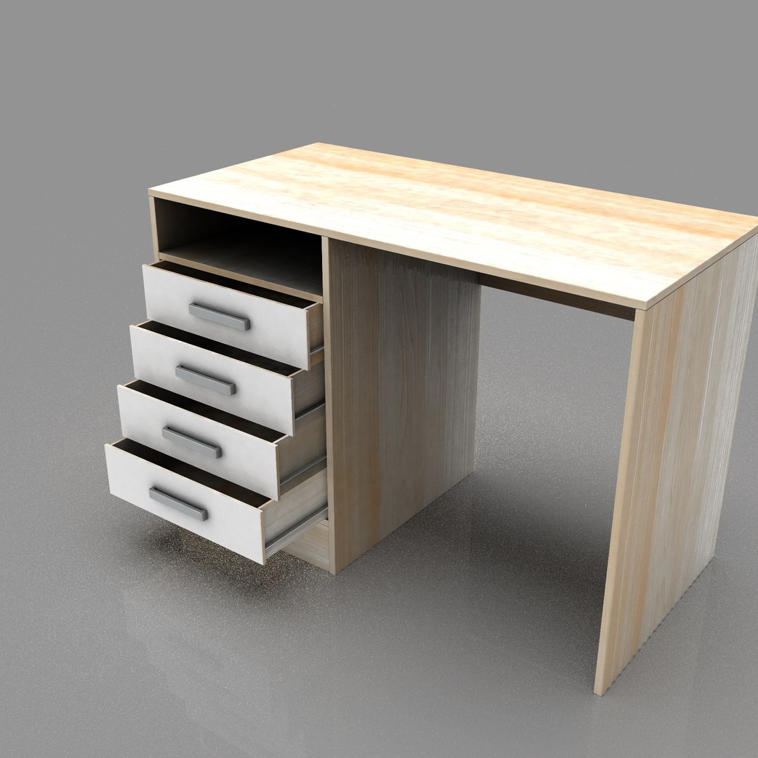 3D Desk Table With Drawers - TurboSquid 2176656