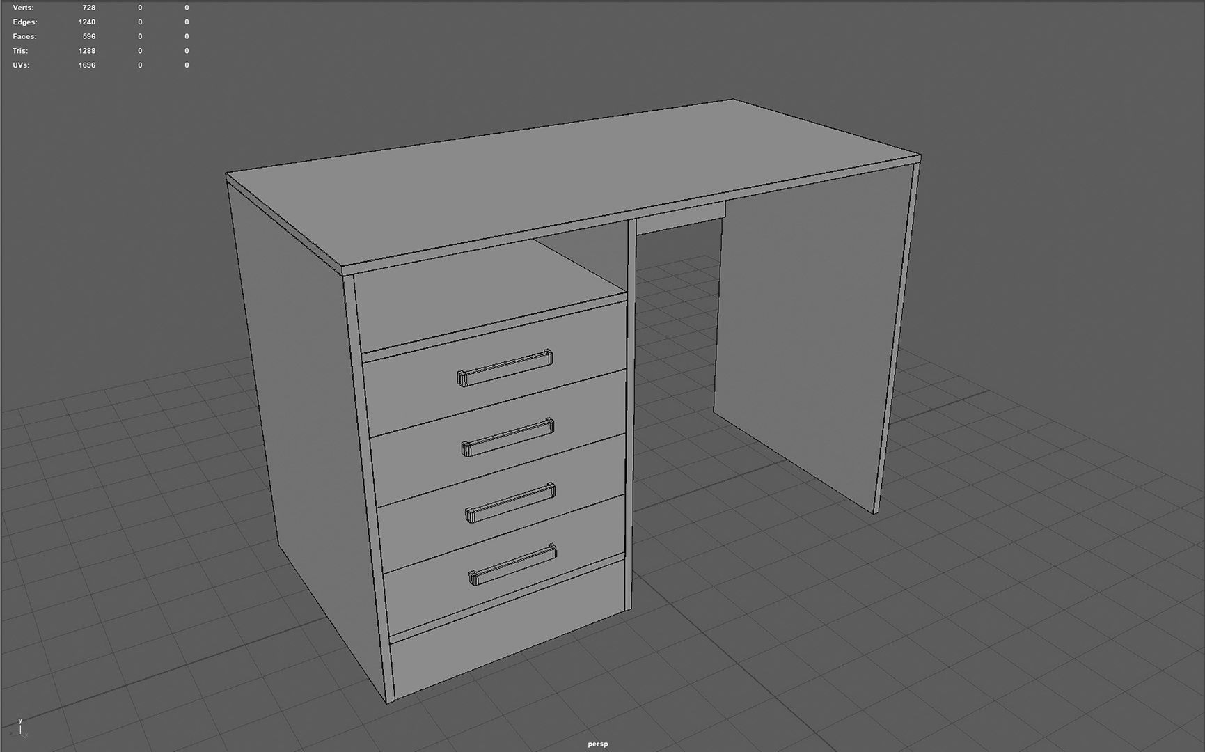 3D Desk Table With Drawers - TurboSquid 2176656