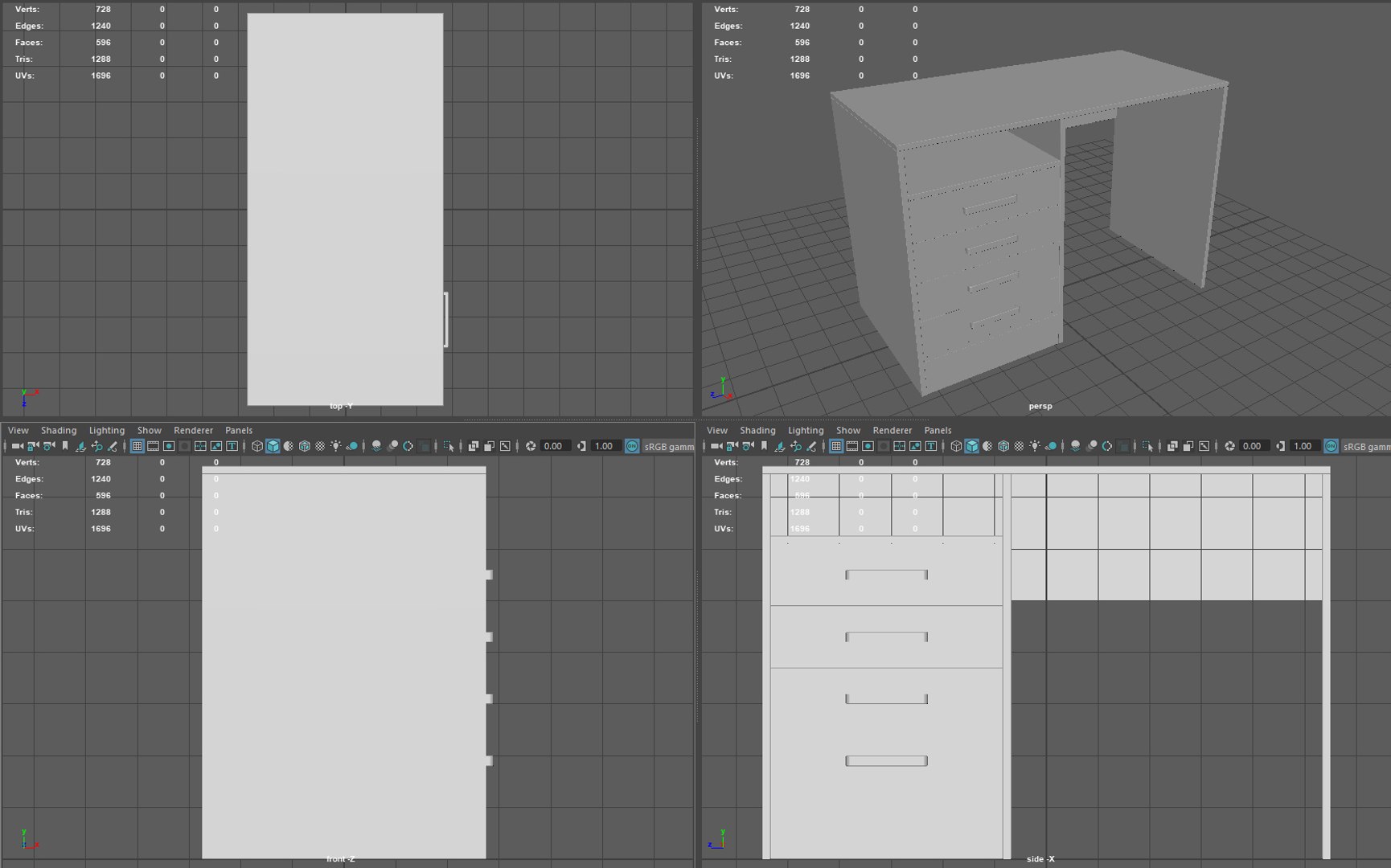 3D Desk Table With Drawers - TurboSquid 2176656