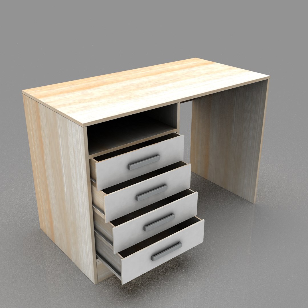 3D Desk Table With Drawers - TurboSquid 2176656