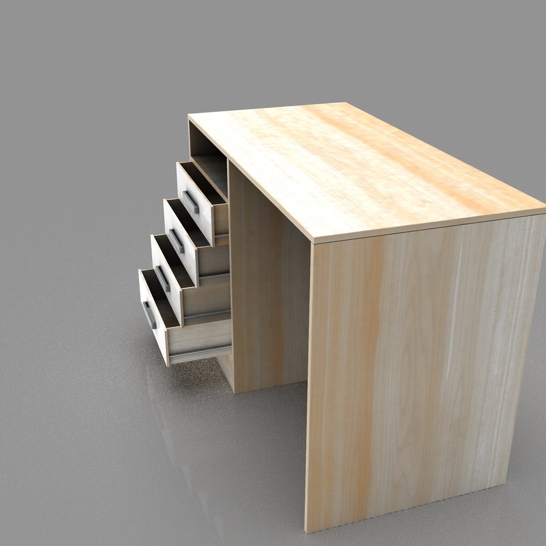 3D Desk Table With Drawers - TurboSquid 2176656