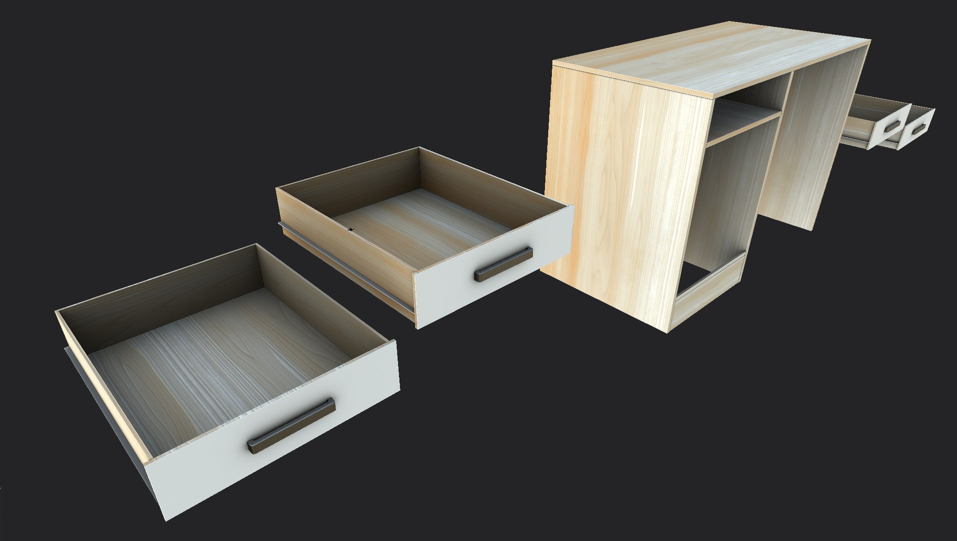 3D Desk table with drawers - TurboSquid 2176656