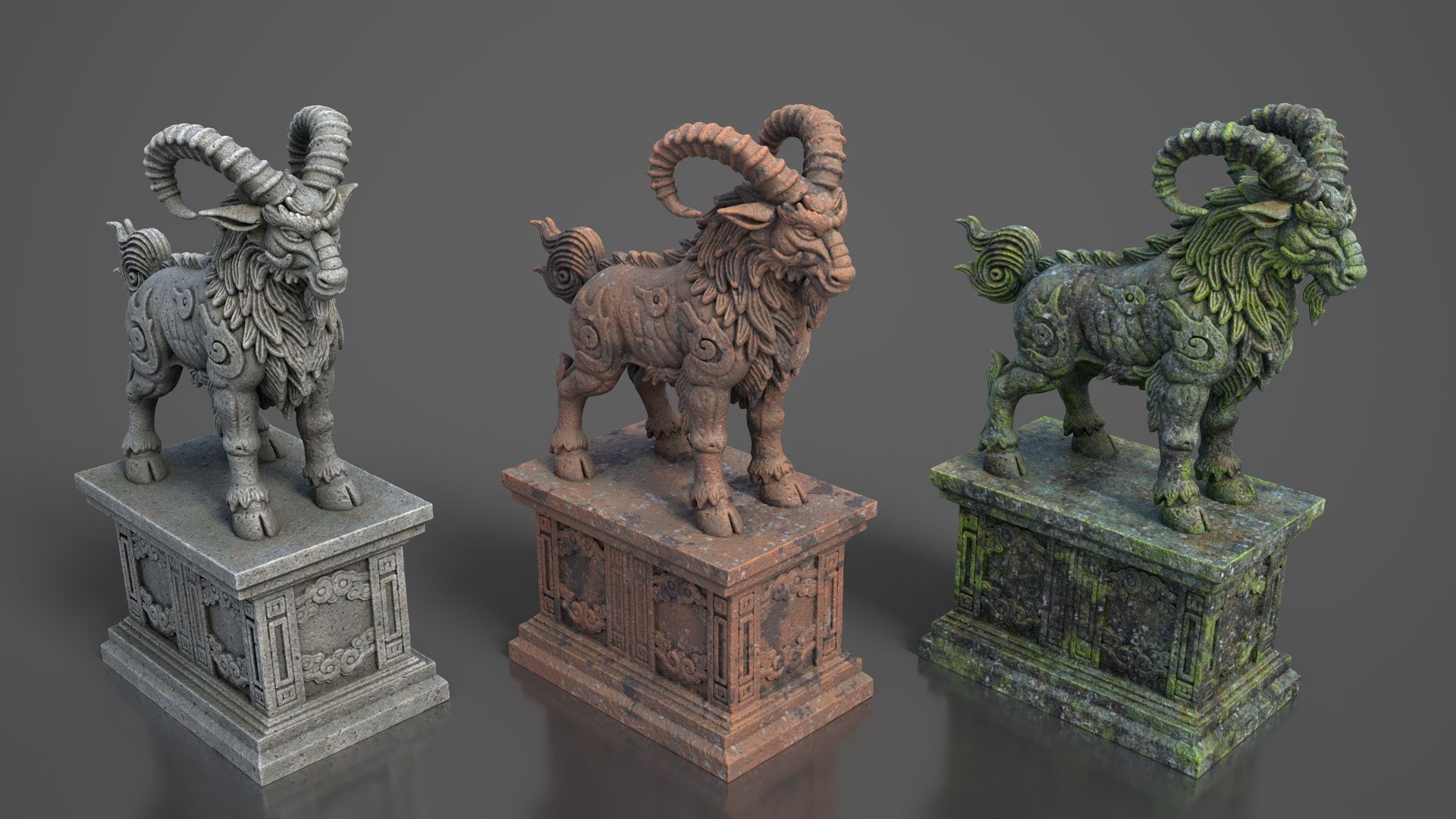 3D Ancient Asia Stone Statue Pack A - 250602 - TurboSquid 2416809