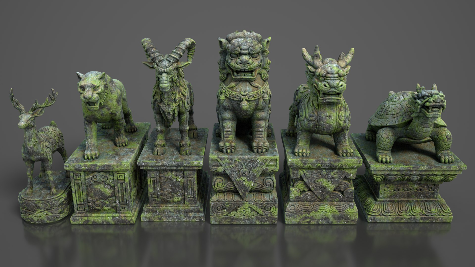 3D Ancient Asia Stone Statue Pack A - 250602 - TurboSquid 2416809