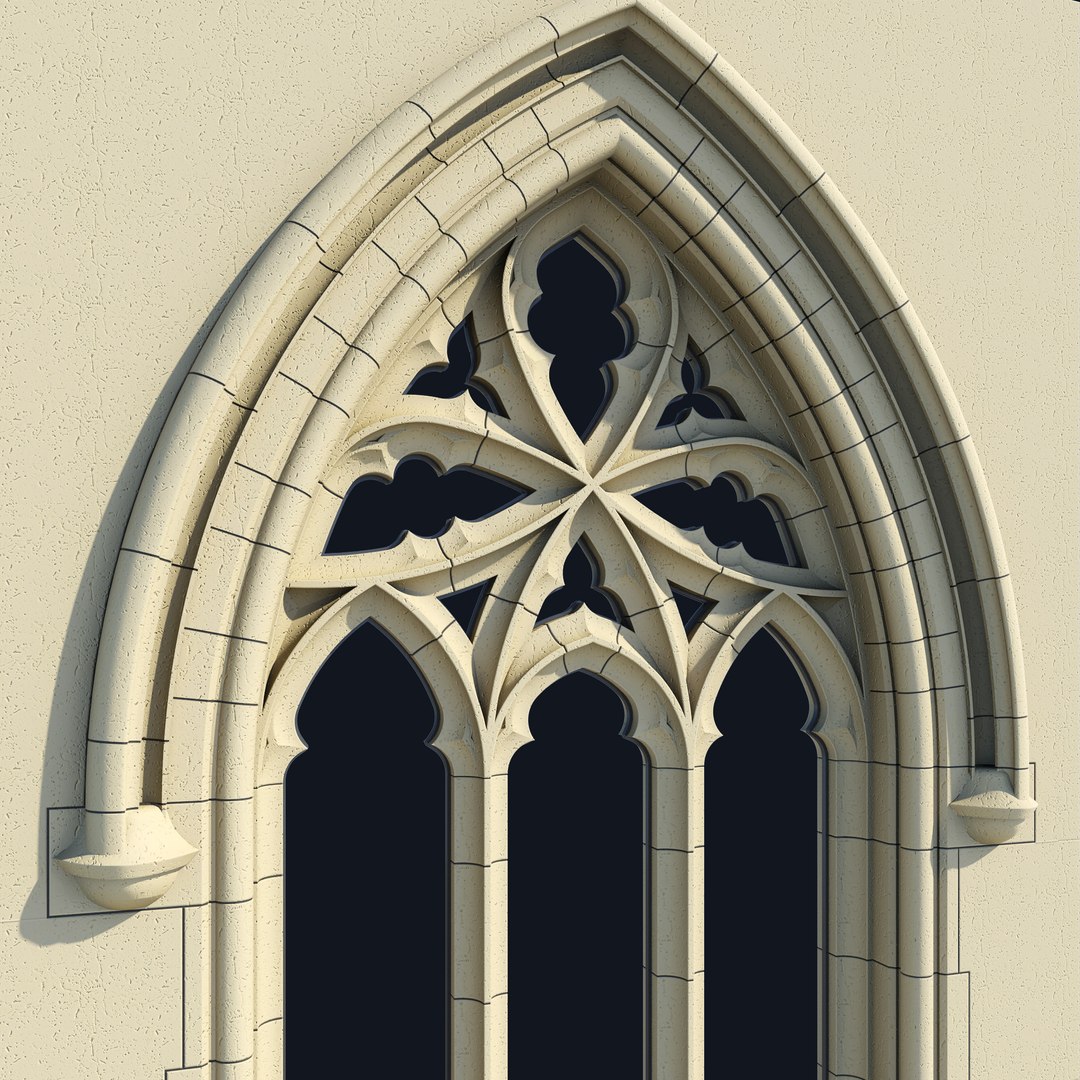 Small Arched Gothic Window 3ds