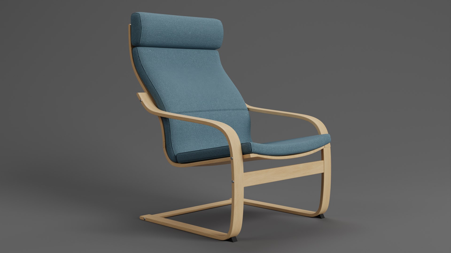IKEA Poang Rocking Chair-Blue 3D Model - TurboSquid 2044232
