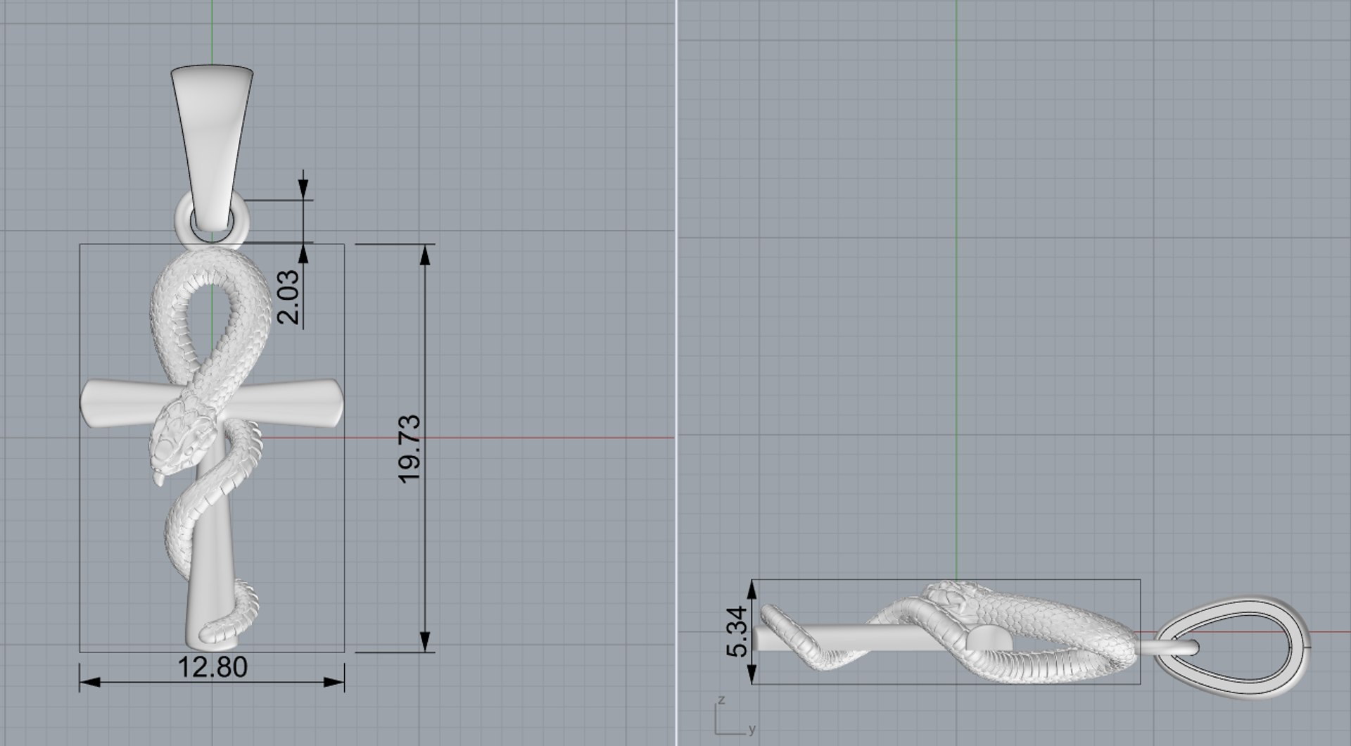 3D Model Snake Ankh Pendant - TurboSquid 1741215