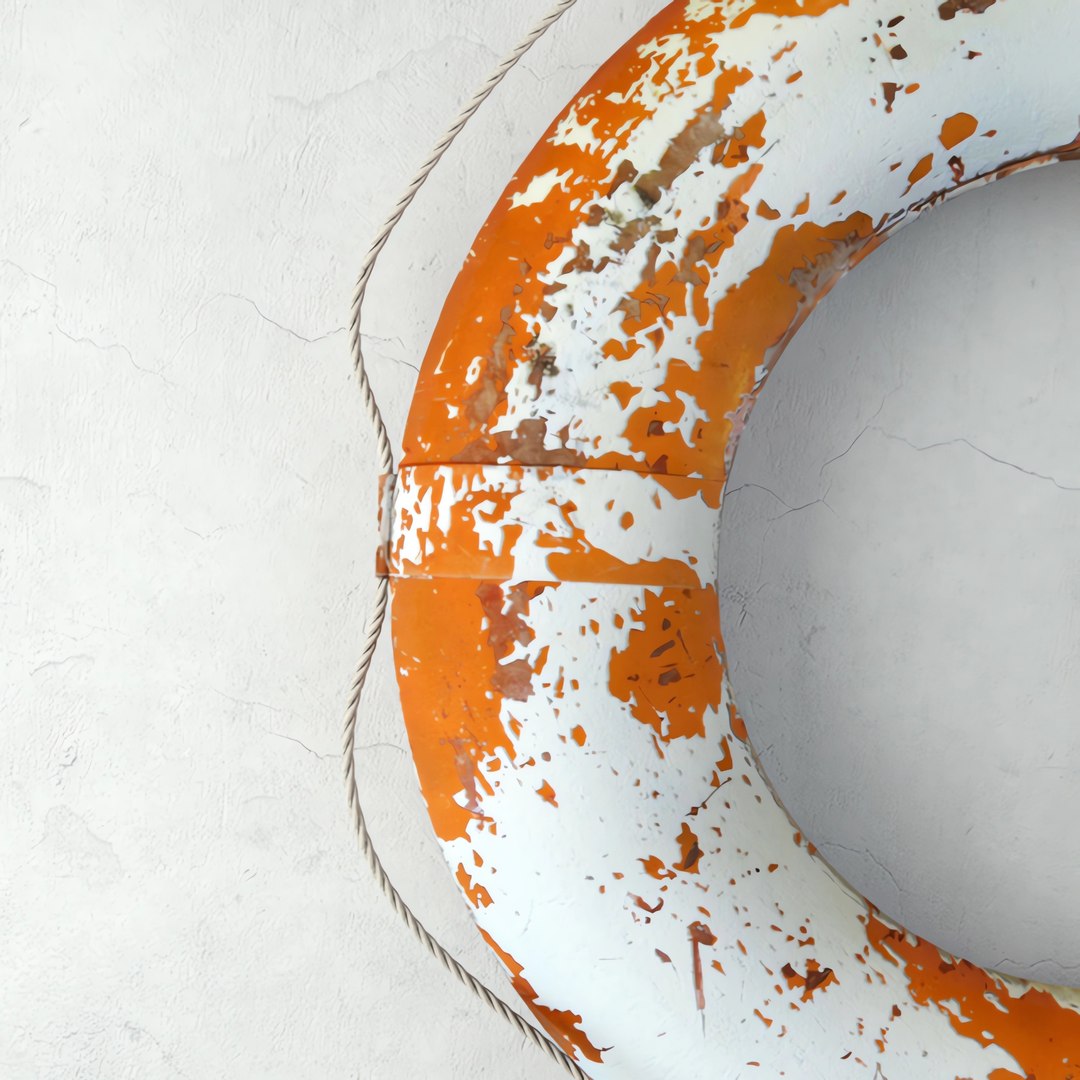 3D Large Vintage Nautical Orange and White Life Preserver model ...