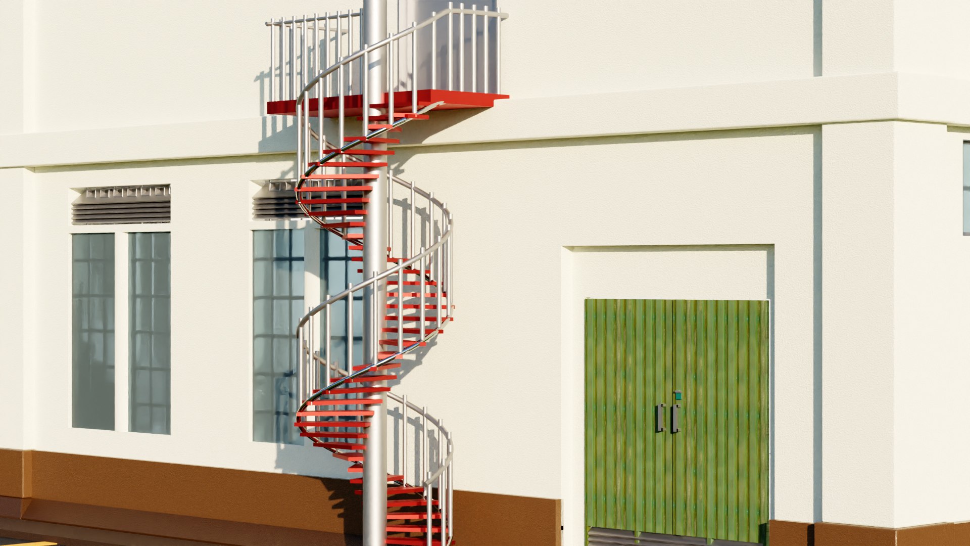 3D Model Fire Escape Staircase Rounded 3D Model - TurboSquid 2065005