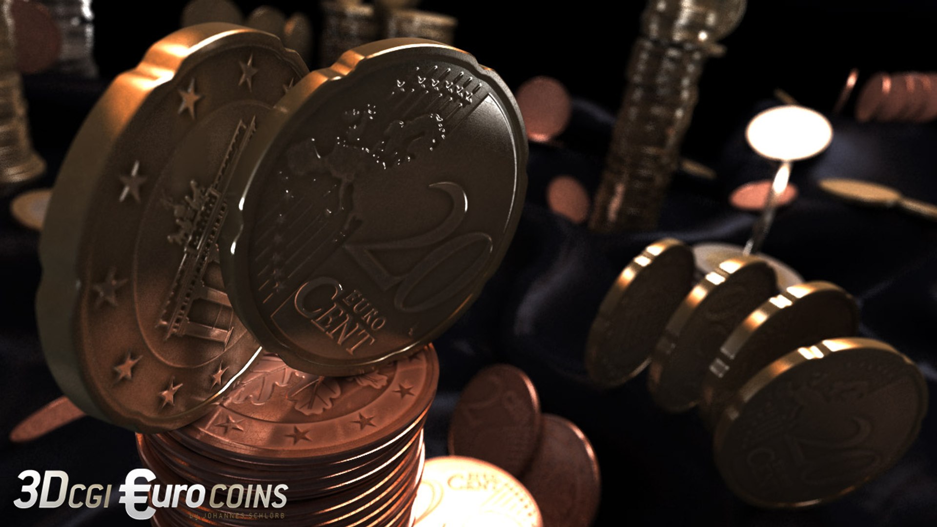 Euro Coins 3d Model